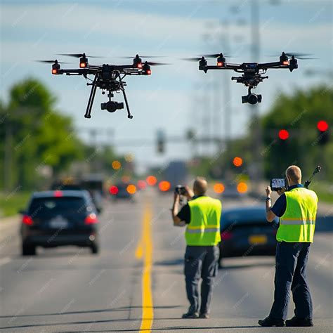 A Traffic Management Team Using Drones To Monitor And Manage Traffic Flow Premium Ai Generated