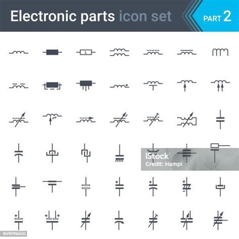전기 및 전자 회로 다이어그램 기호 집합이 전기 콘덴서 커패시터 코일 인덕터 0명에 대한 스톡 벡터 아트 및 기타 이미지 0명 Cpu Led 조명 Istock