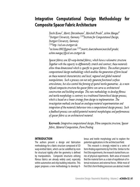 Integrative Computational Design Methodology For Compositespacerfabricarchitecture Pdf