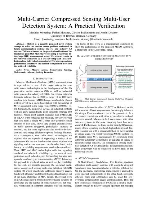 Pdf Multi Carrier Compressed Sensing Multi User Detection System A Practical Verification