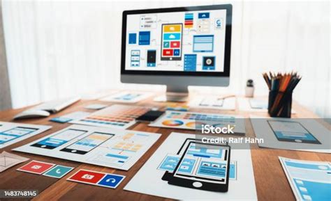 노트북의 웹 또는 모바일 앱 Ui를 위한 디지털 와이어프레임 디자인 관찰 0명에 대한 스톡 사진 및 기타 이미지 0명 개발 건설 프레임 Istock