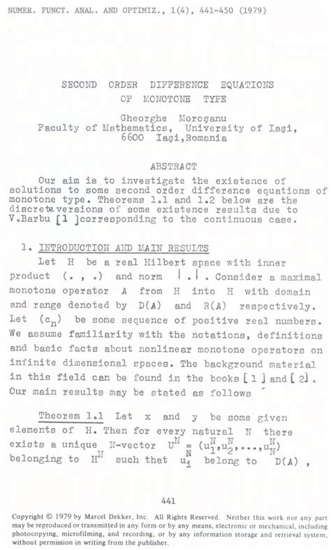 PDF Second Order Difference Equations Of Monotone Type