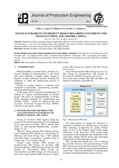 Pdf Manufacturability Of Product Design Regarding Suitability For