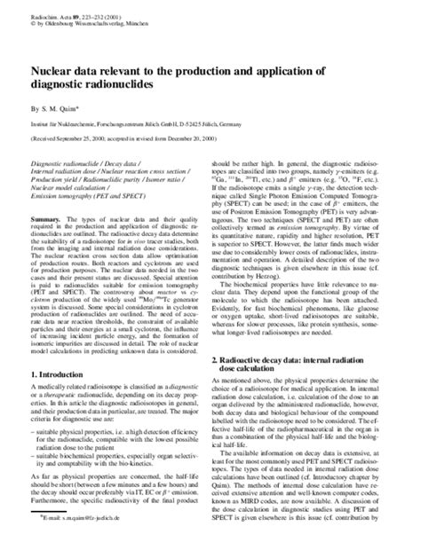 Pdf Nuclear Data Relevant To The Production And Application Of