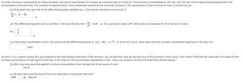 Solved Concentration Of The Hormone The Constant Of Chegg Com