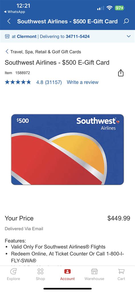 This Costco T Card Deal Could Help You Save Big On Southwest Flights