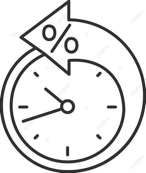 Percentage Linear Icon With A Clock And Backward Arrow Vector Around
