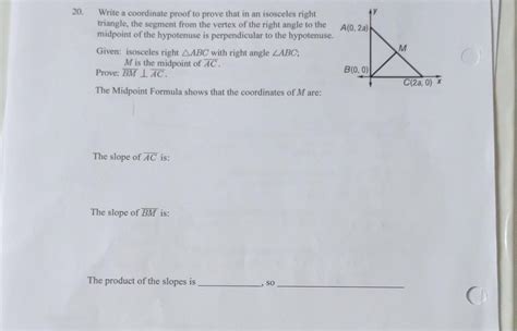 Solved 20 A 0 2a M Write A Coordinate Proof To Prove That Chegg Com