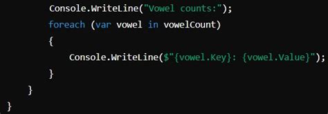 Counting Occurrences Of Vowels In A String Using Dictionary In C