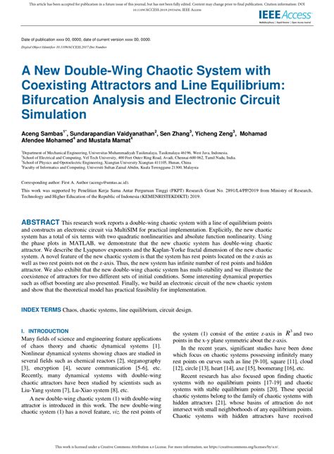 Pdf A New Double Wing Chaotic System With Coexisting Attractors And Line Equilibrium