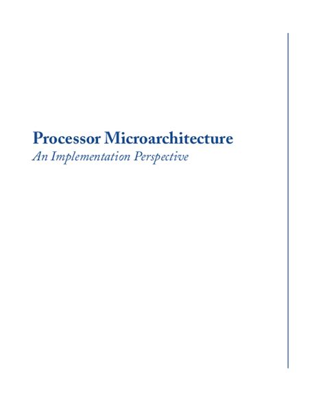 Pdf Processor Microarchitecture An Implementation Perspective