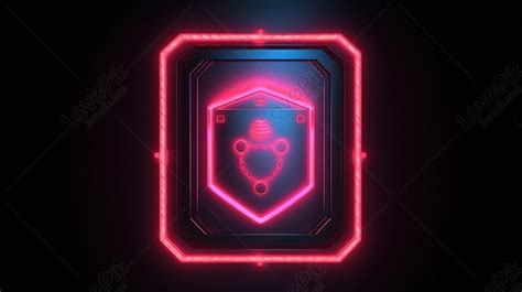 혁신적인 3d Uiux 요소 어두운 빛나는 기호 배경이 있는 보안 네온 아이콘 Ux 배경 아이 배경 3d 아이 배경