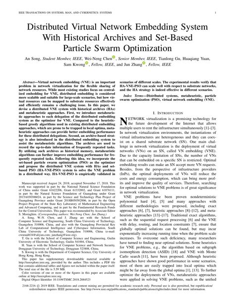 Pdf Distributed Virtual Network Embedding System With Historical Archives And Set Based