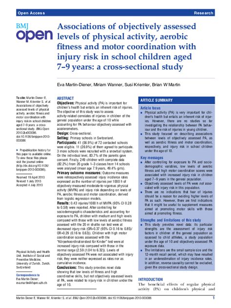 Pdf Associations Of Objectively Assessed Levels Of Physical Activity