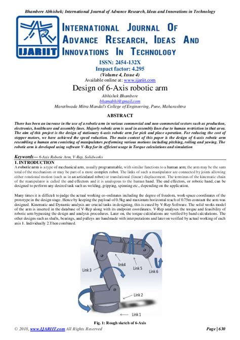 Pdf Design Of 6 Axis Robotic Arm