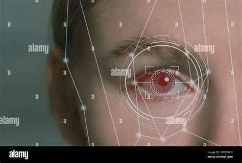 Facial And Iris Recognition Woman With Digital Biometric Grid And Scan Closeup Stock Photo Alamy