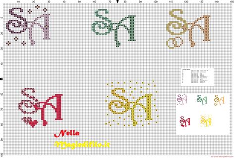 Initials Intertwined Letters S A Free Cross Stitch Patterns Simple