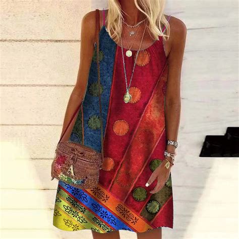 Women Suspenders Plus Size Boho Dresses Ladies Summer Beach Holiday