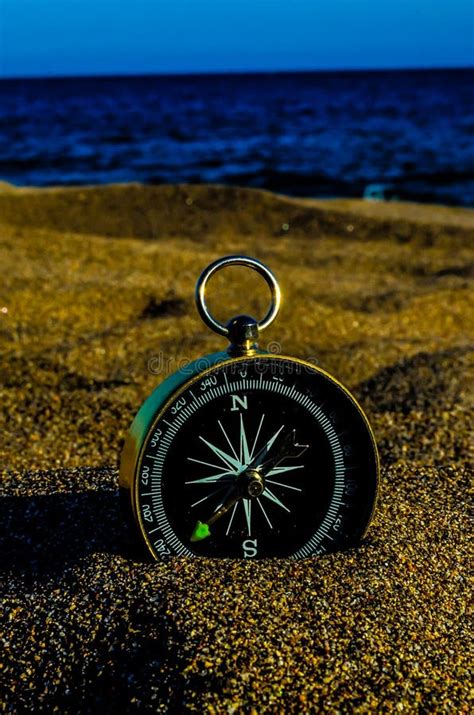 Compass On The Sand Beach Stock Image Image Of Business 305545151