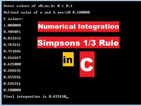 Numerical Integration Simpsons 13 Rule Implementation In C Programming