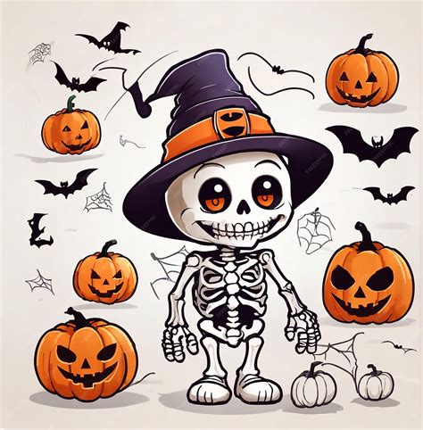 Premium Vector Cute Halloween Skeleton