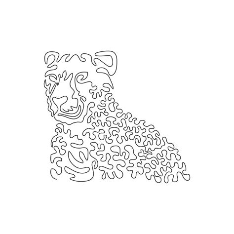 Single Curly One Line Drawing Abstract Art The Cheetah Eyeing Prey Continuous Line Draw