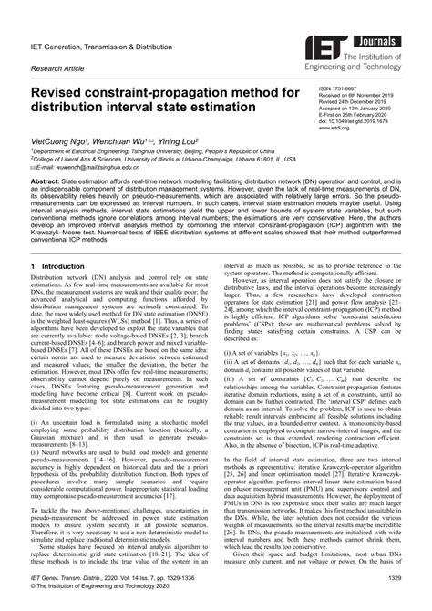 A Revised Constraint Propagation Method For Distribution Interval State