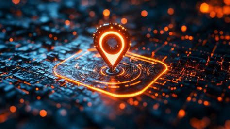 A Glowing Futuristic Gps Location Icon On A Digital Map Representing