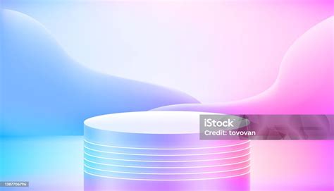 생생한 홀로그램 글로우 효과와 연단빈 스튜디오 복사 공간이 있는 벡터 3d 그림 0명에 대한 스톡 벡터 아트 및 기타 이미지 0명 3차원 형태 강단 Istock