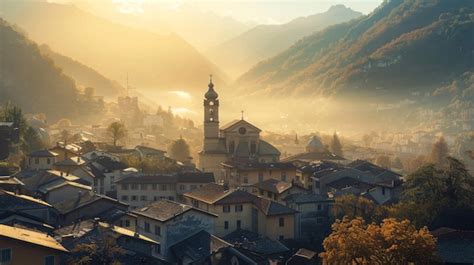 A City Is A Town With A Church And A Bell Tower Premium Ai Generated