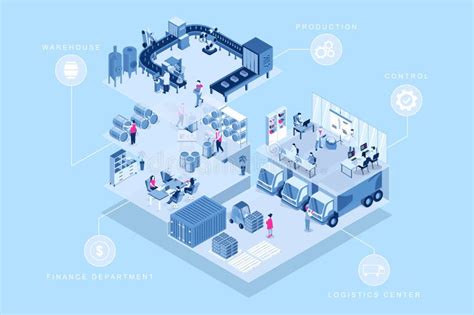 Beer Factory 3d Isometric Concept For Web Design People In Isometry Rooms Working Production