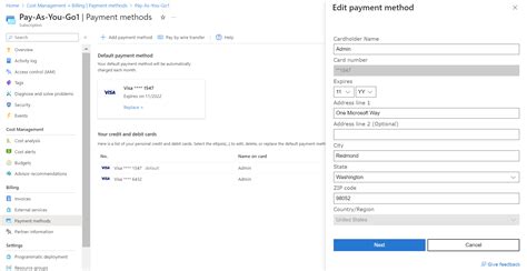 Add Update Or Delete A Payment Method Microsoft Cost Management