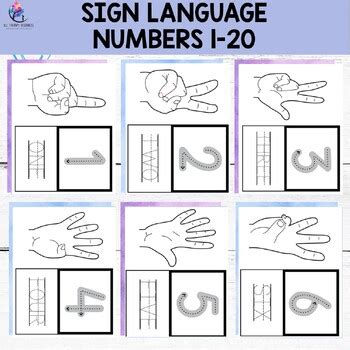 Asl American Sign Language Numbers Worksheets And Hand Signs 1 20