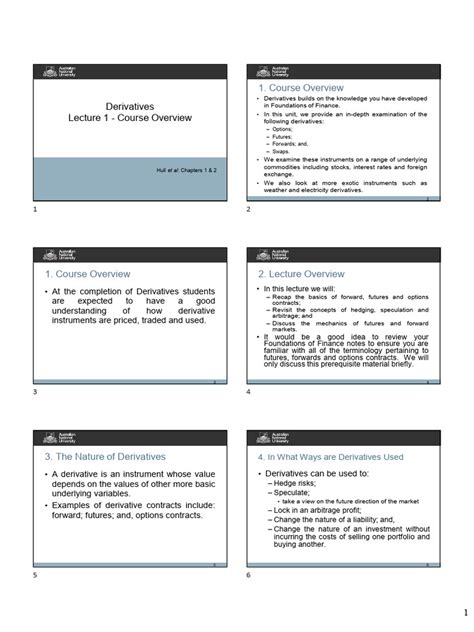 Lecture 1 Course Overview Pdf Option Finance Futures Contract