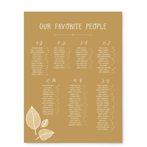 Garden Greens Seating Chart For Wedding Day Pixie Paper Co
