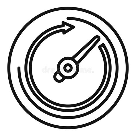 Velocity Gauge Icon Outline Vector Speed Fast Meter Stock Illustration