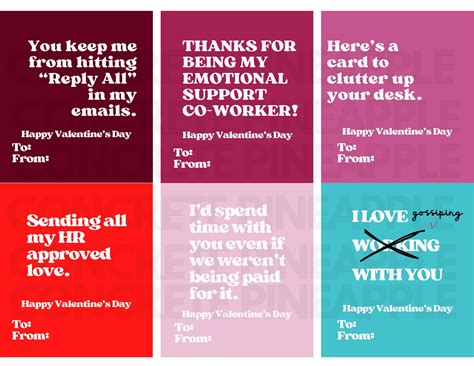 Printable Co Worker Valentines Day Cards Color And Black And White Office Humor Etsy