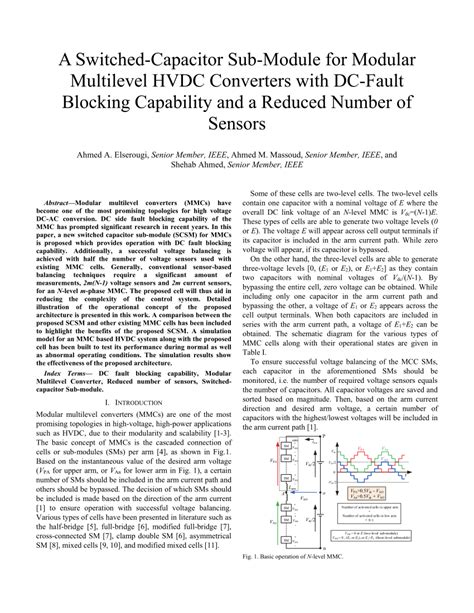 Pdf A Switched Capacitor Sub Module For Modular Multilevel Hvdc