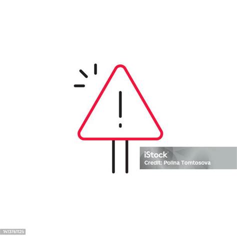 경고 위험 기호 라인 아이콘입니다 주의 경고 느낌표가 얇게 편집 가능한 선 획 아이콘입니다 경고 정보 사고 알림 정지 표지판에 대한 스톡 벡터 아트 및 기타 이미지 Istock