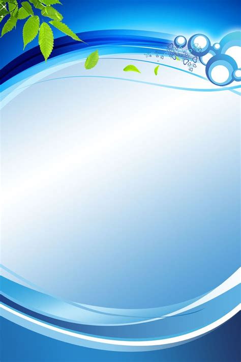 Abstract Blue Background With Leaves And Bubbles