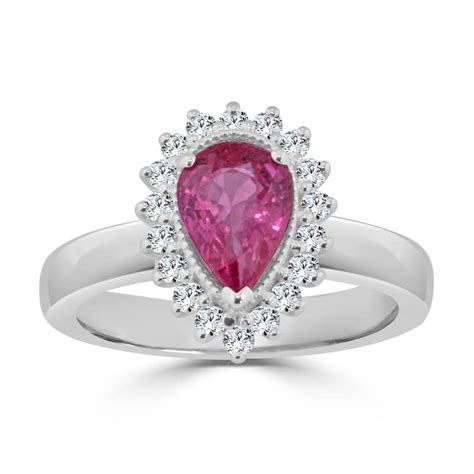 Auriya 1 12ct Pear Shaped Pink Sapphire And 13ctw Halo Diamond