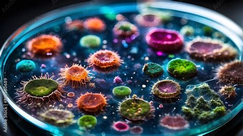 A Colorful Assortment Of Microorganisms Including Bacteria Protozoa