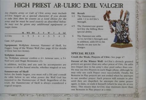 Warhammer Fantasy Battles 6th Edition Charactersspecial Rules High