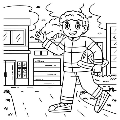 하드 모자를 들고 있는 소방관 의 귀 ⁇ 고 재미 있는 색칠 페이지 는 어린이 들 에게 몇 시간 동안 색칠 하는 재미 를 제공 한다 이 페이지 를 색칠 하는 것 은 매우