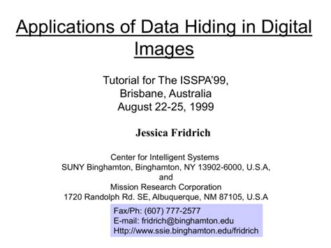 Applications Of Data Hiding In Digital Images