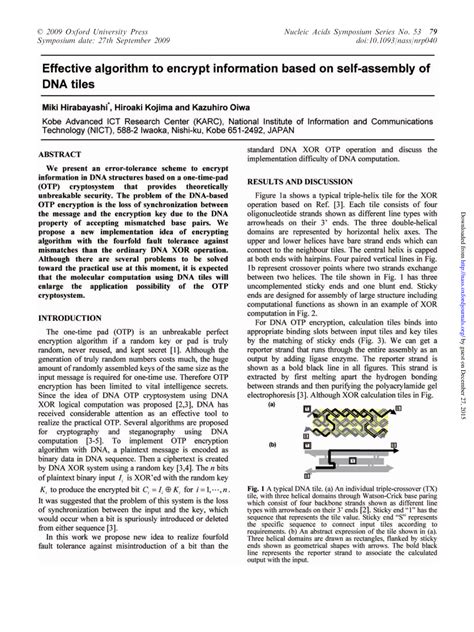 Pdf Effective Algorithm To Encrypt Information Based On Self Assembly