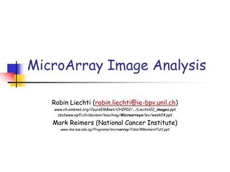 PPT MicroArray Image Analysis PowerPoint Presentation Free Download ID