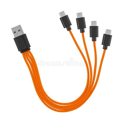 Cable With Usb And Micro Usb Connector On White Background In Insulation Stock Illustration