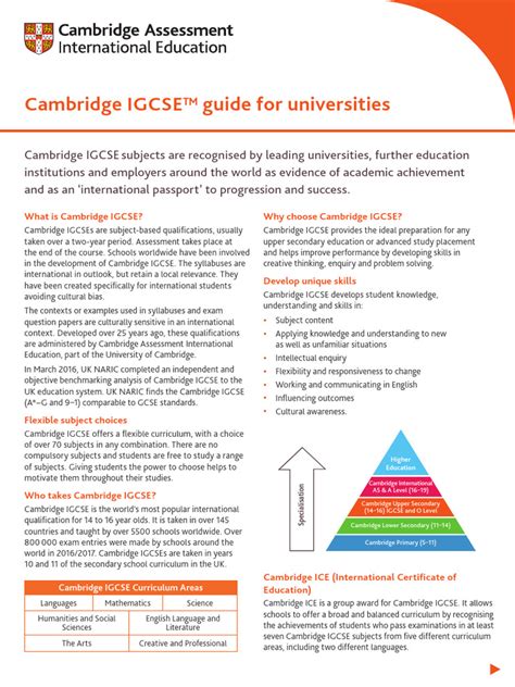 cambridge igcse guide for universities pdf educational stages