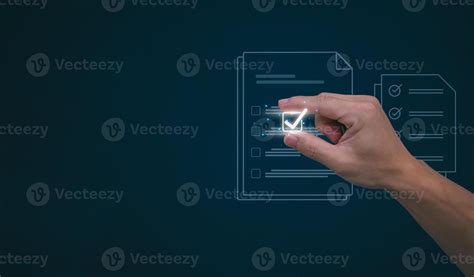 Businessmen Mark Check Blocks To Verify The Correctness And Approve Or